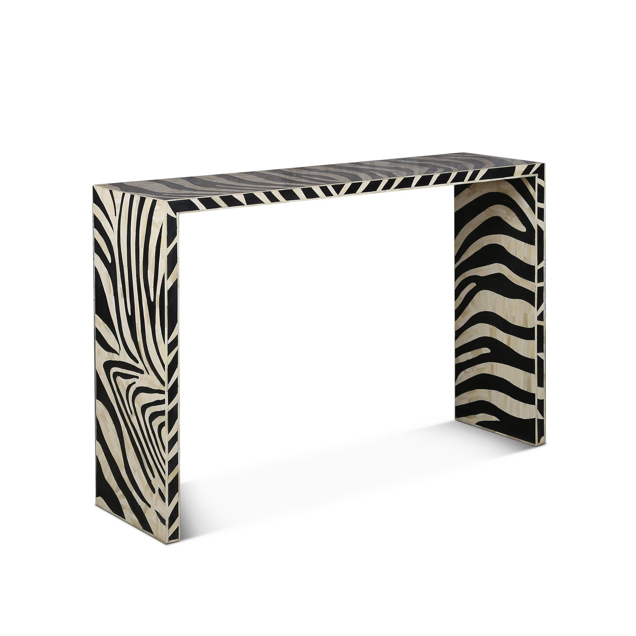 Mercer41 Dean Alexandria 54" Console Table With Bone Inlay In A Zebra Pattern | Wayfair